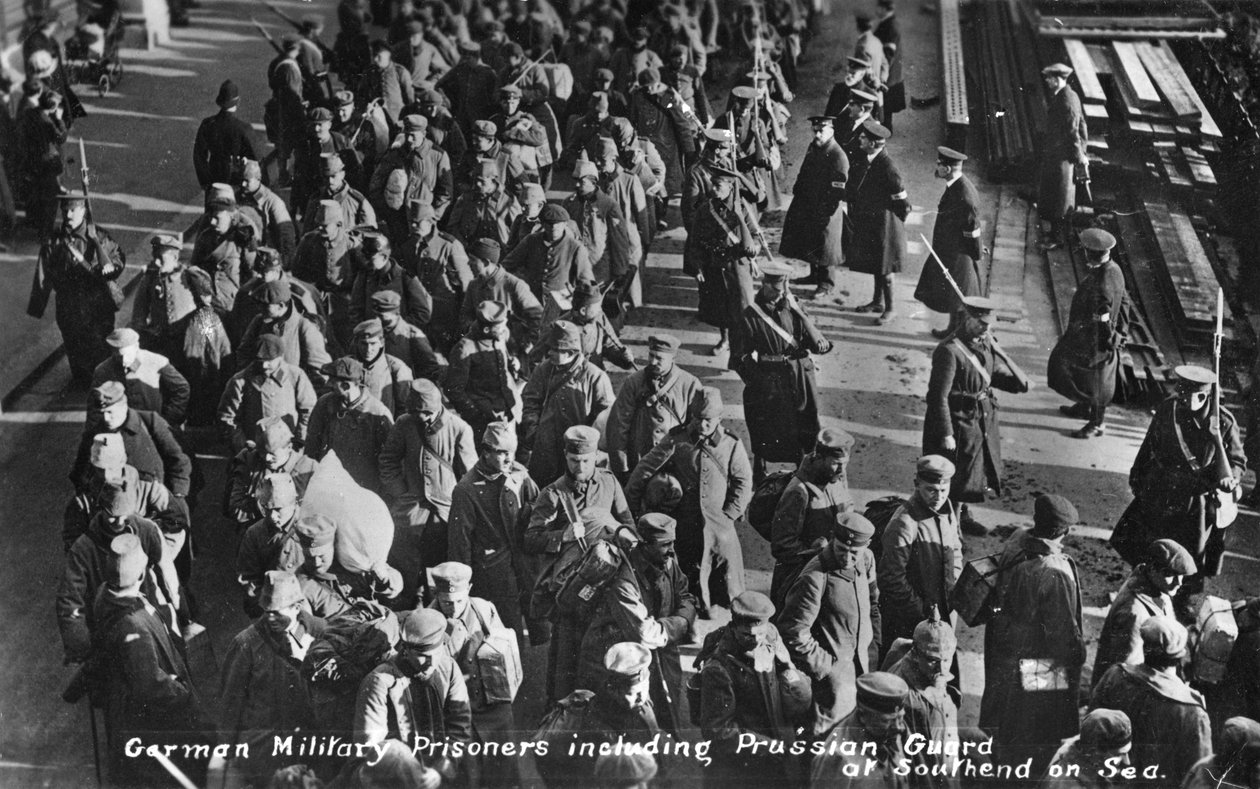 German Military Prisoners Including Prussian Guards at Southend on Sea
