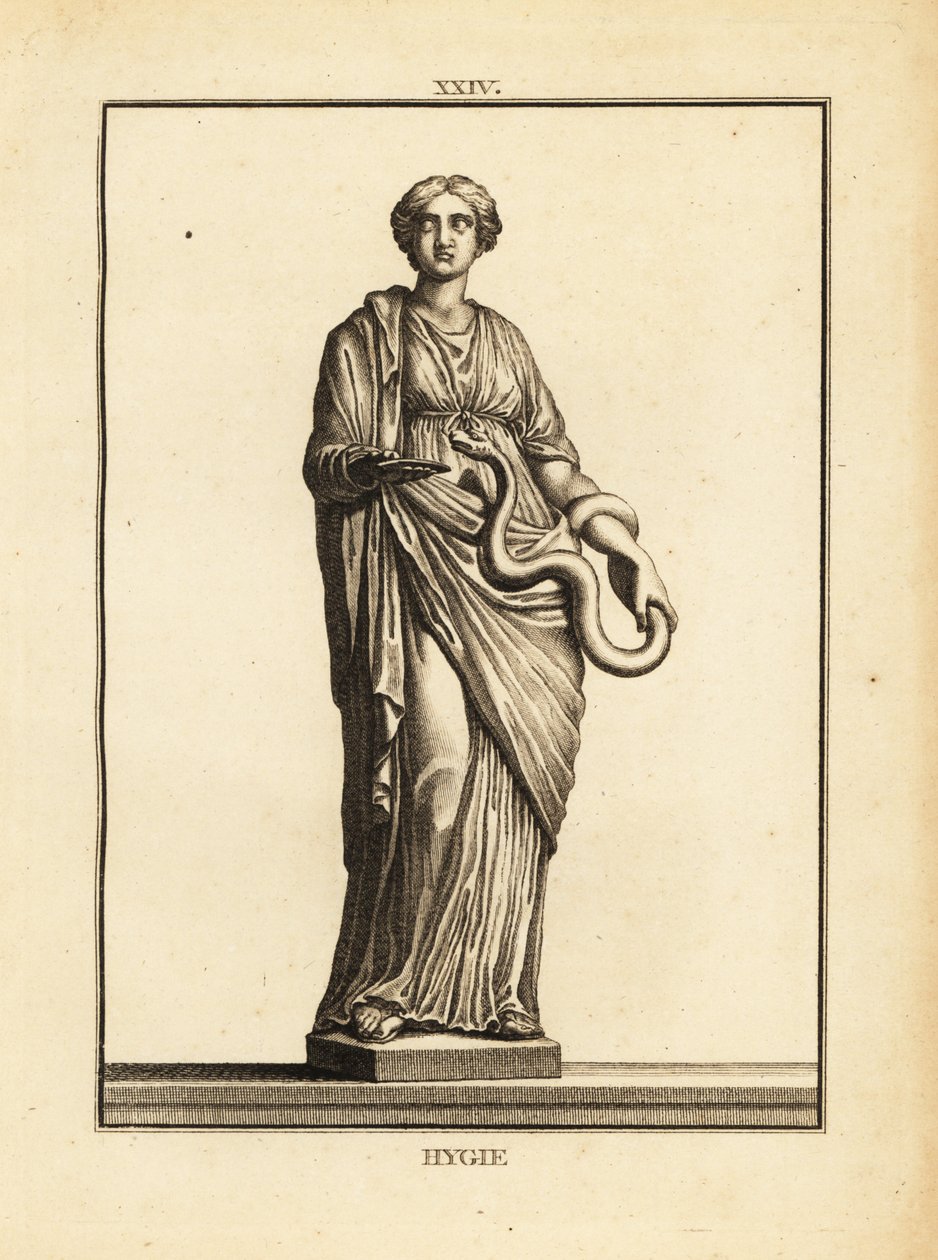 Hygieia, Greek and Roman goddess of health and cleanliness, daughter of ...