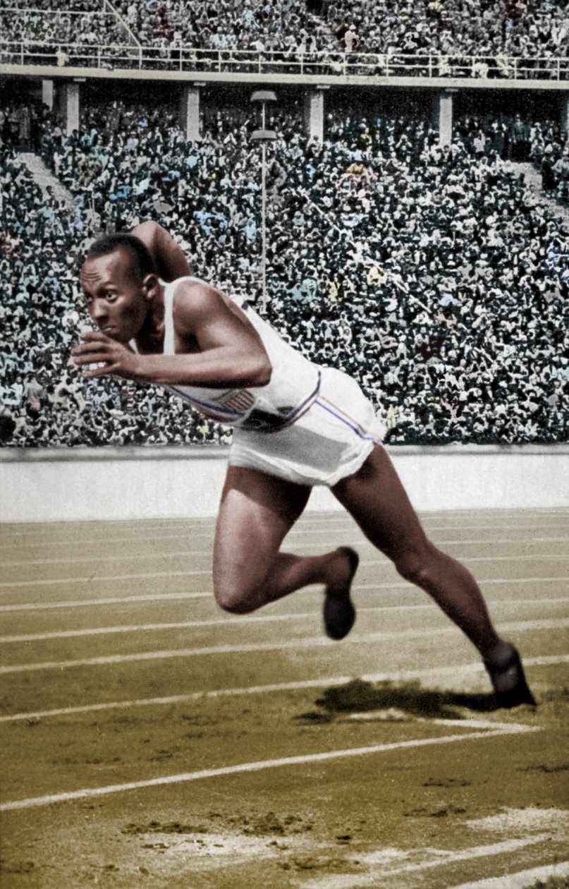 Jesse Owens at the Start of the 200 Metres at the Berlin Olympic Games ...