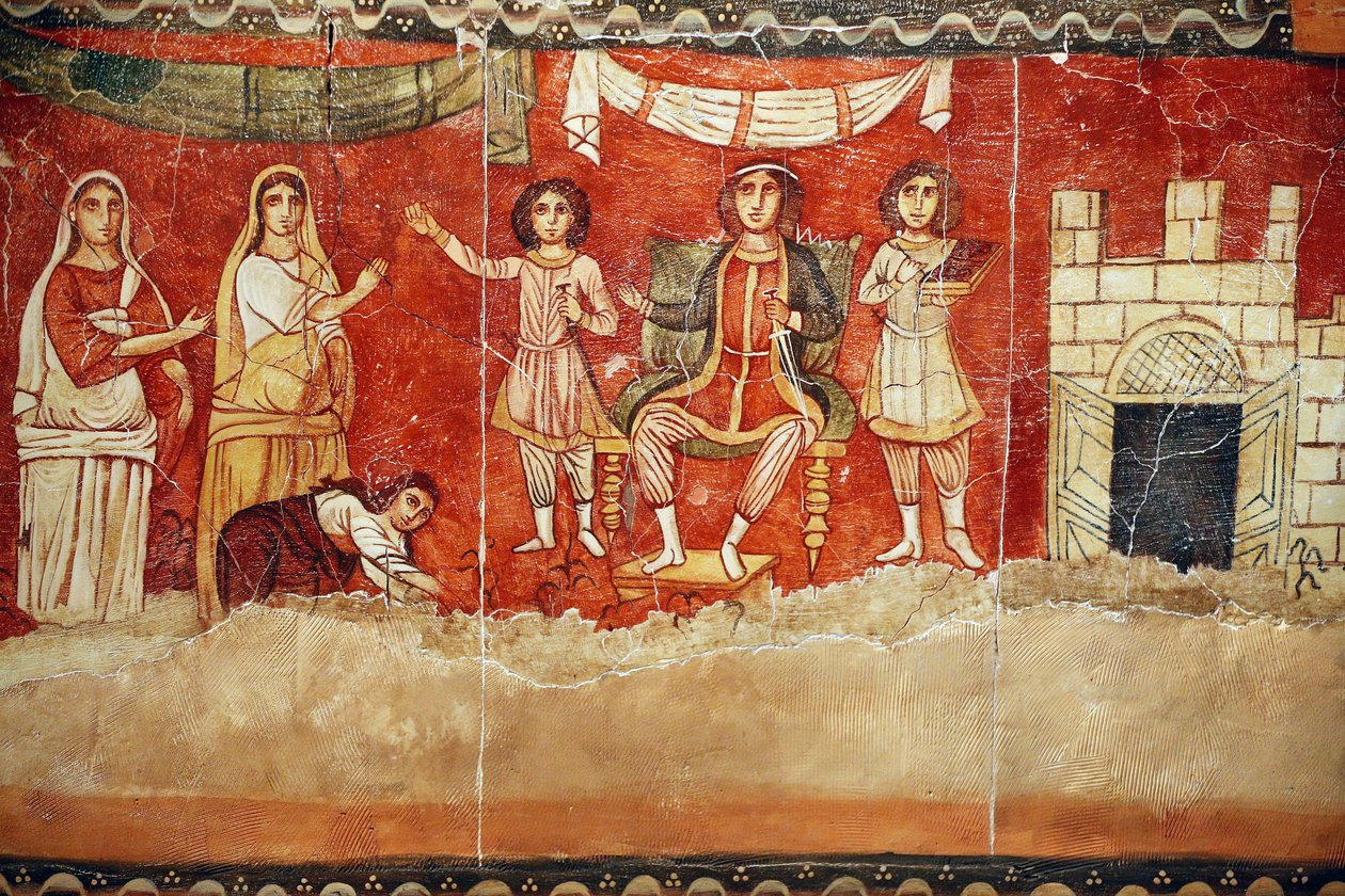 The Pharaoh and the Childhood of Moses, Fresco from the Synagogue of ...