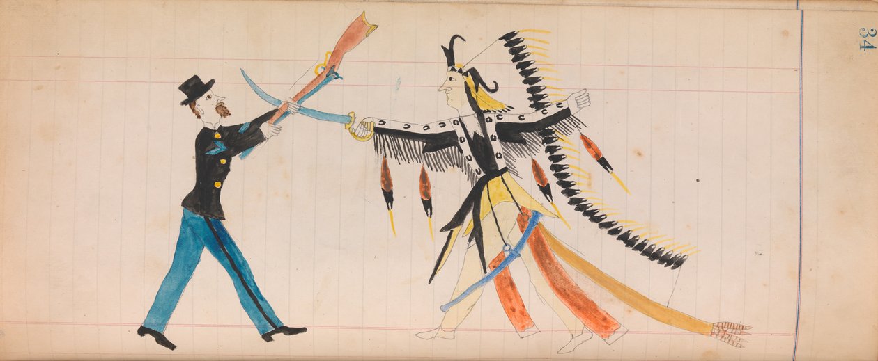 Maffet Ledger: Indian chief and soldier, ca. 1874-81