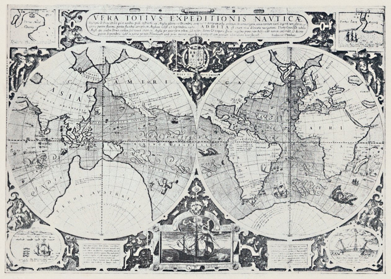 Map Showing Drake's Voyage of Circumnavigation by Unbekannt