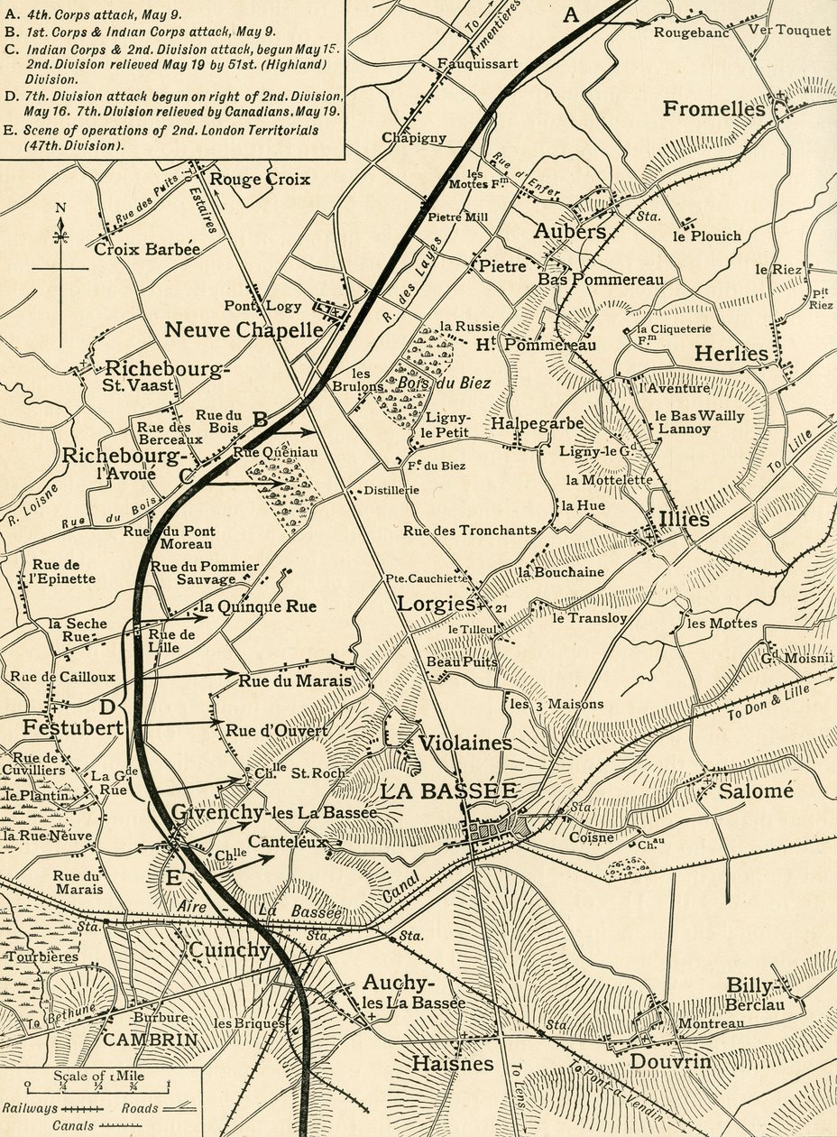Map Illustrating the Operations of the First Army, First World War ...