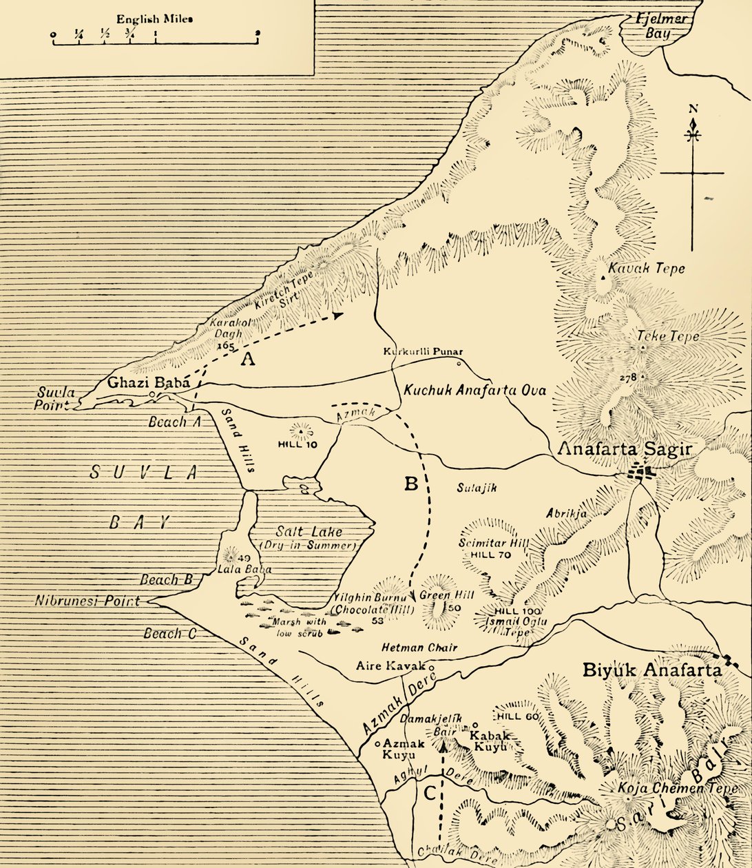 Map of Suvla Bay, Gallipoli Peninsula, First World War
