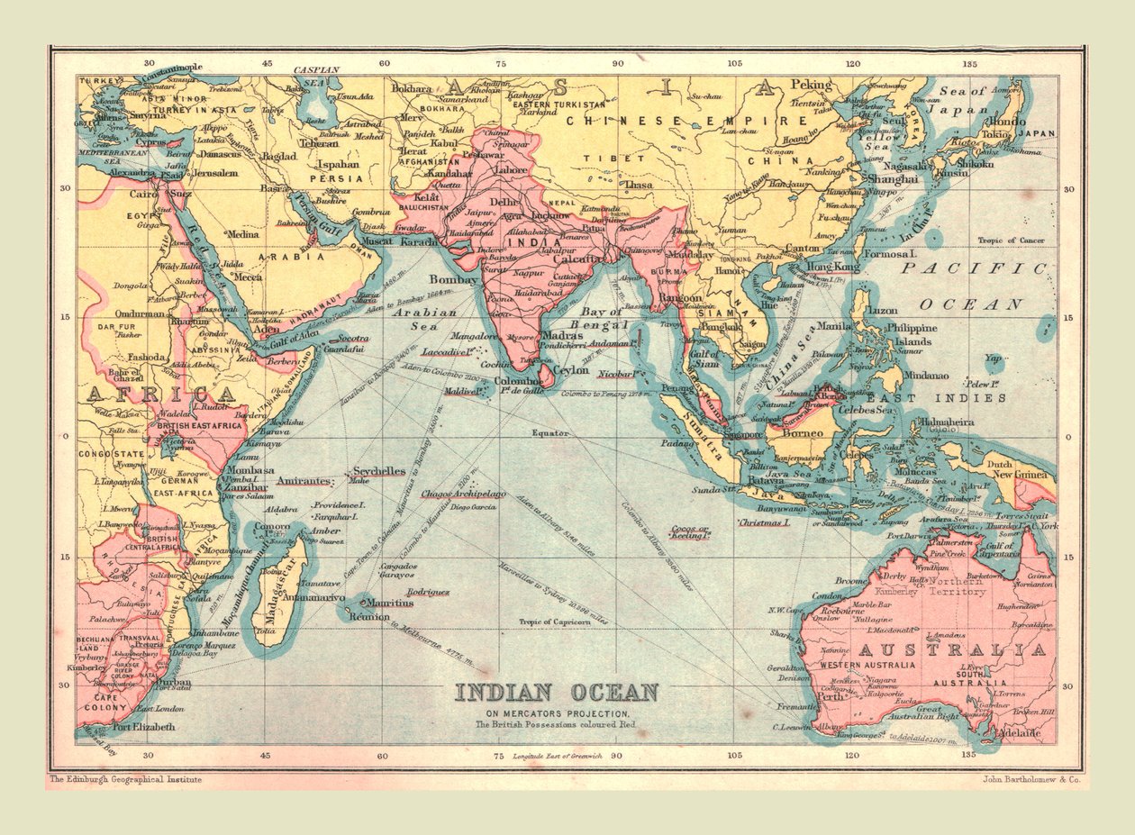 Map of the Indian Ocean by Unbekannt: Buy fine art prints