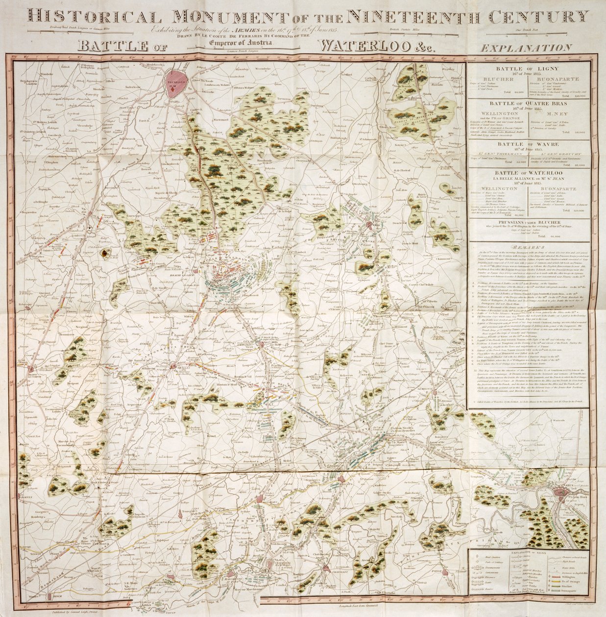 Map of the Waterloo Campaign, Walmer Castle, Kent