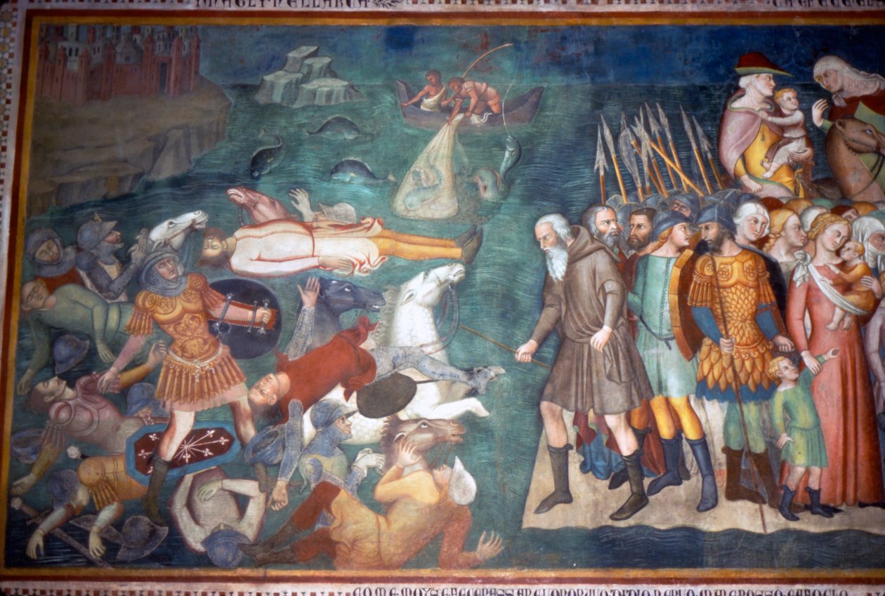 Moses and Israelites Cross the Red Sea, San Gimignano, Italy, 14th Century