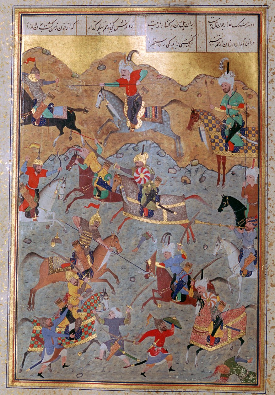 Persian miniature of battle between Alexander the Great and Darius