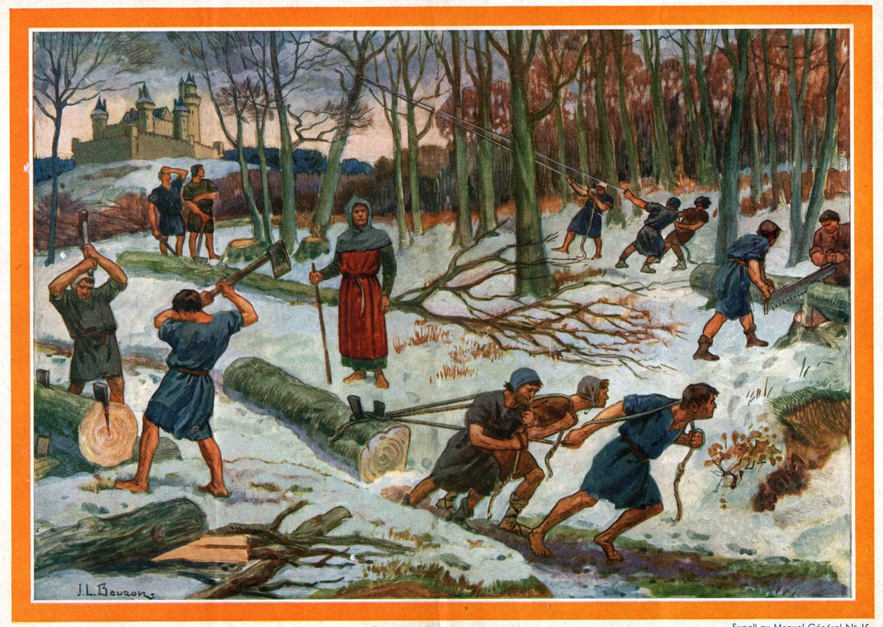 Serfdom in the Middle Ages by Unbekannt: Fine art print