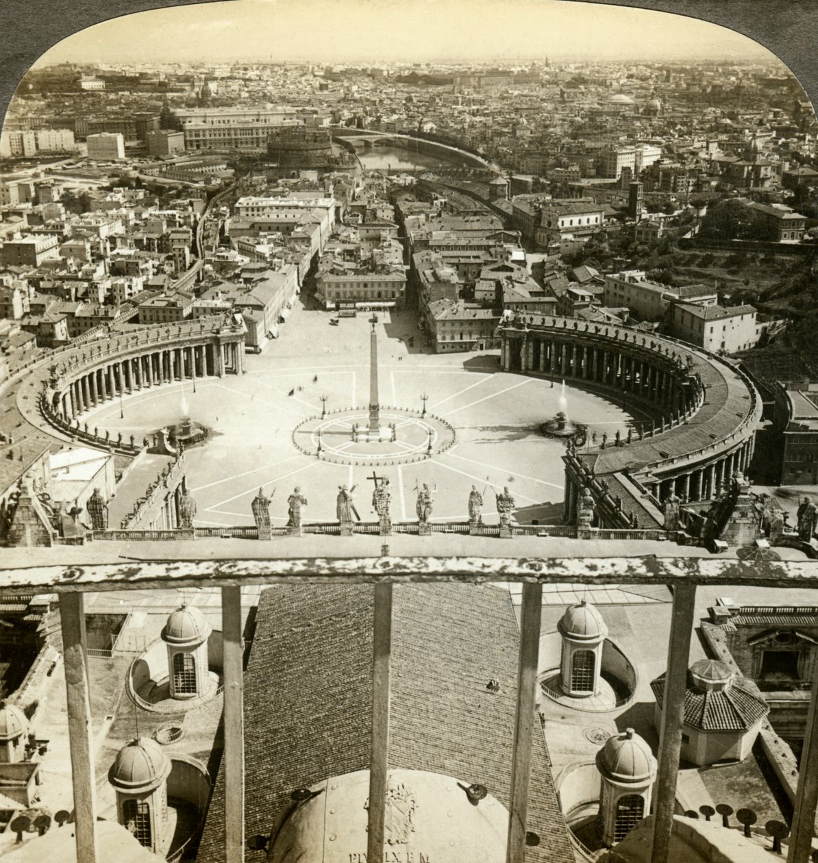 St Peter's Square from the Dome of St Peter's Basilica, Rome, Italy