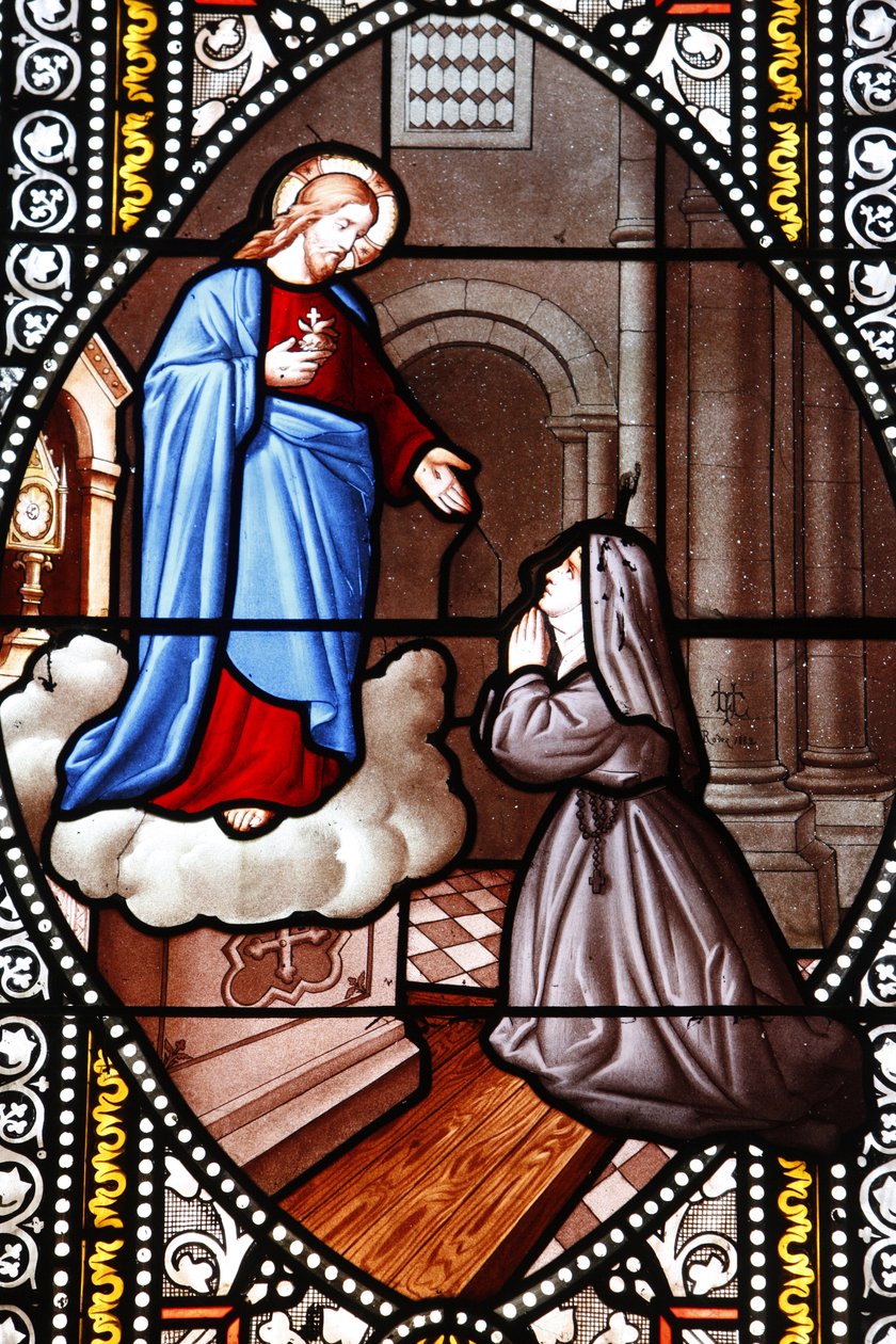 Stained glass depicting Saint Marguerite-Marie Alacoque, La Cavalerie ...