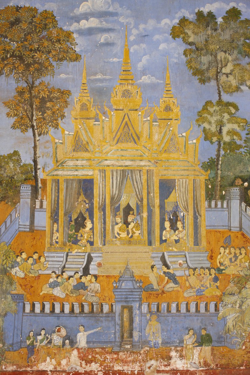 Scenes from the Reamker Mural in Silver Pagoda, Phnom Penh, Cambodia