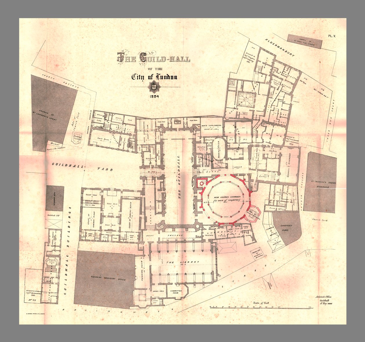 The Guild-Hall of the City of London, Plan, 1884-1886