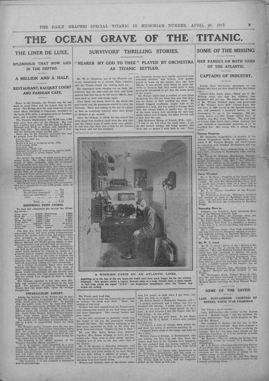 The Ocean Grave of the Titanic, and Photograph of a Wireless Operator