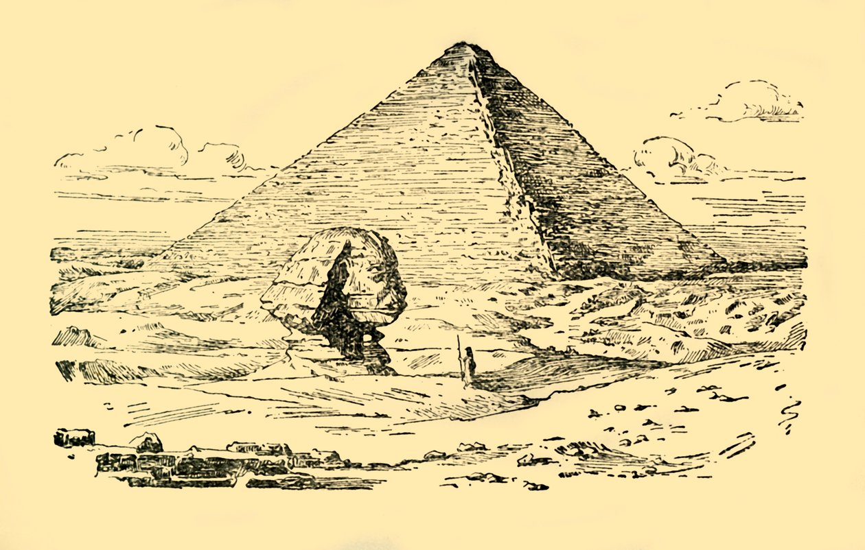The Pyramid Tomb of King Khufu and the Great Sphinx at Gizeh, Egypt
