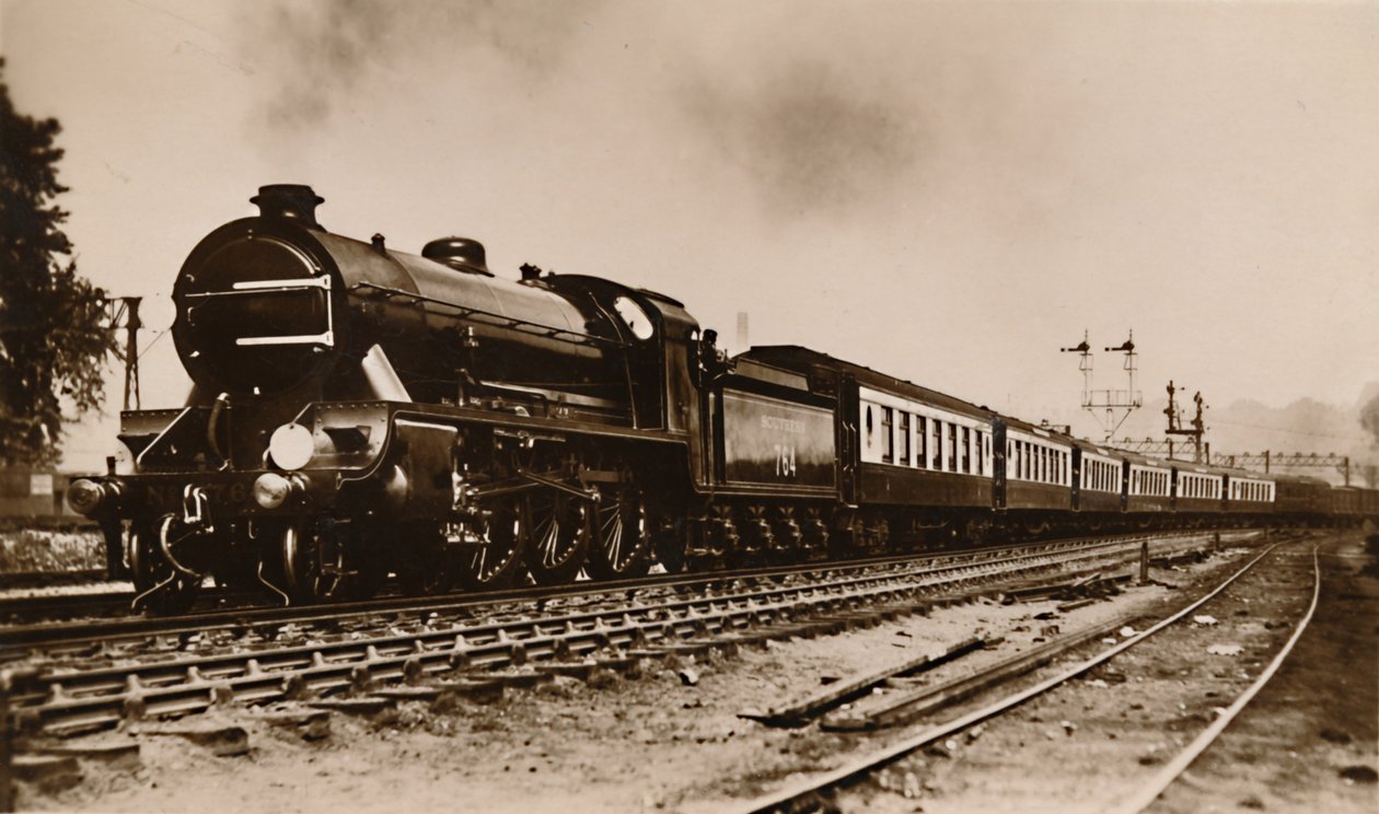 The S.R. Dover Boat Train, Hauled by Sir Gawain, a King Arthur Type ...