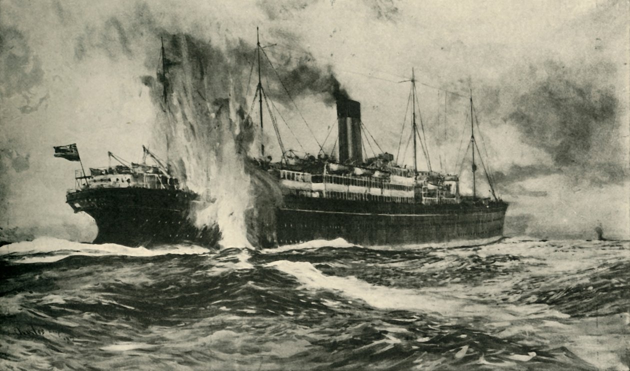 The sinking of the SS Arabic, First World War, 19 August 1915
