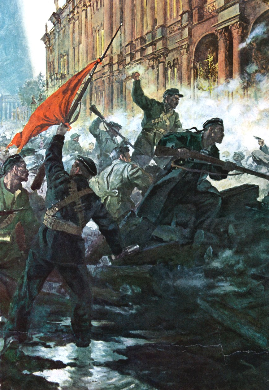 The storming of the Winter Palace, St Petersburg, Russian Revolution ...
