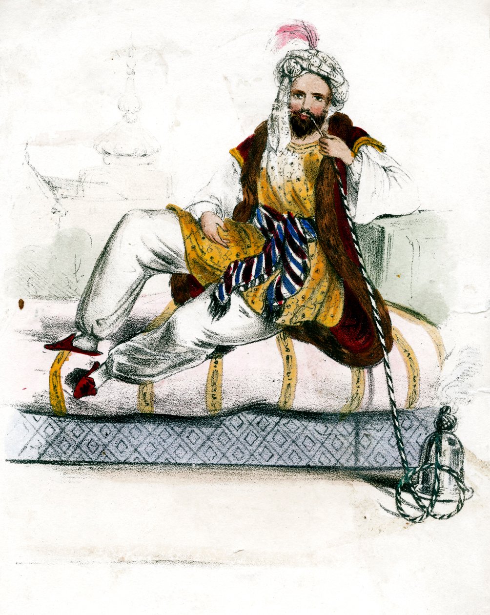 Turkish Man Smoking a Hookah by Unbekannt: Fine art print