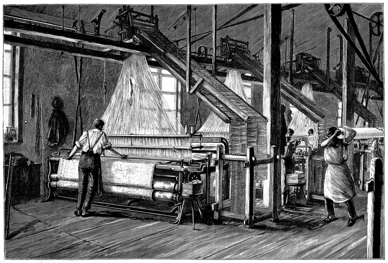 Weaving Shed Fitted with Jacquard Power Looms by Unbekannt