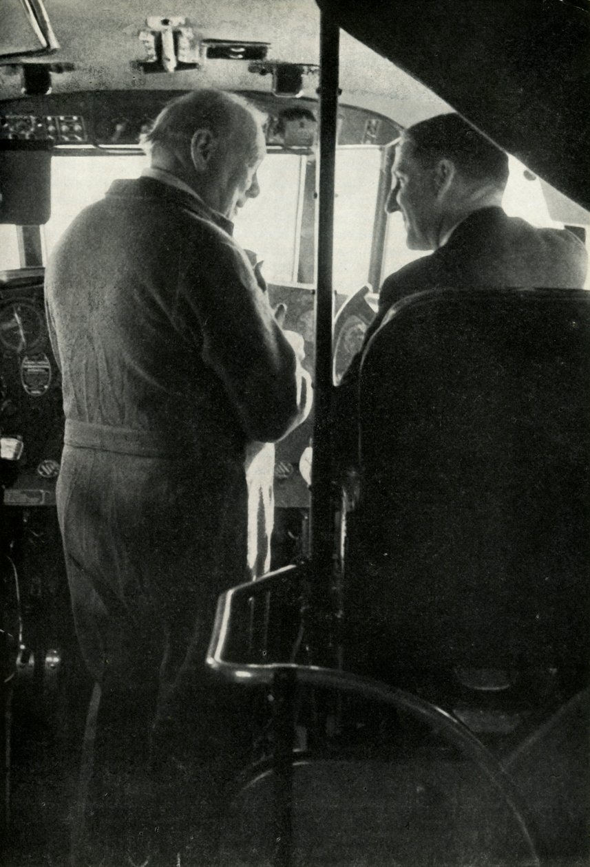 Winston Churchill talking to Captain Shakespeare of the flying boat Berwick