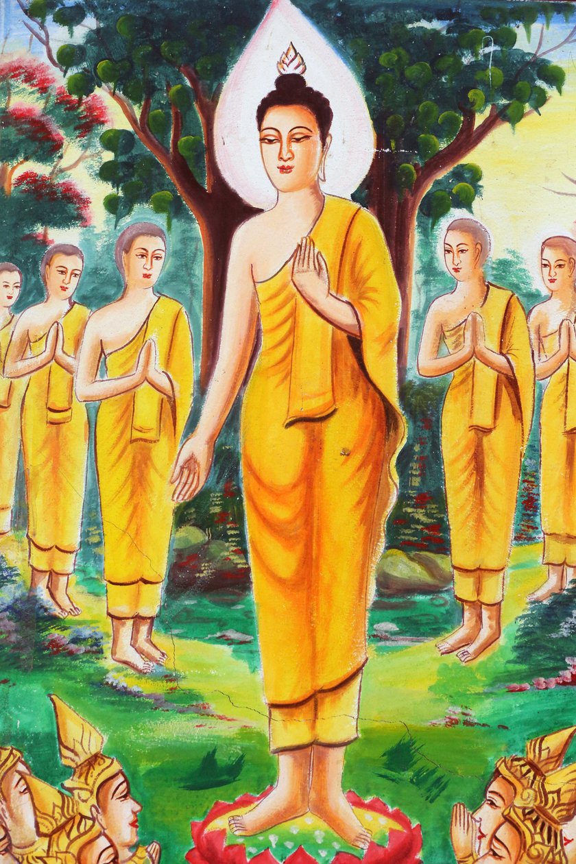 Painting Depicting the Life Story of Shakyamuni Buddha. The Buddha ...