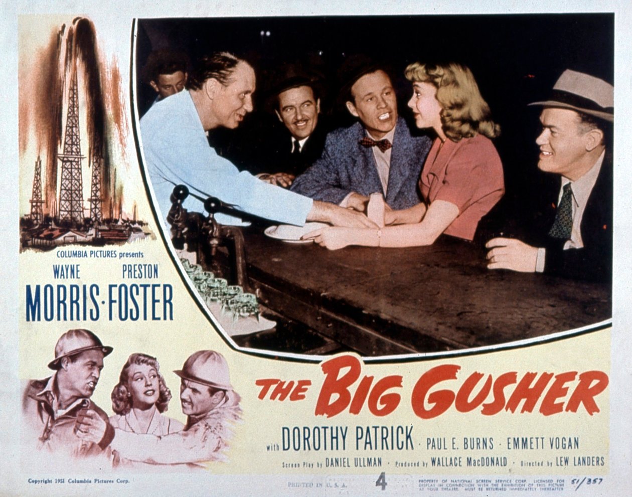 Poster of the film The Big Gusher by Lew Landers with Wayne Morris and Preston Foster 1951
