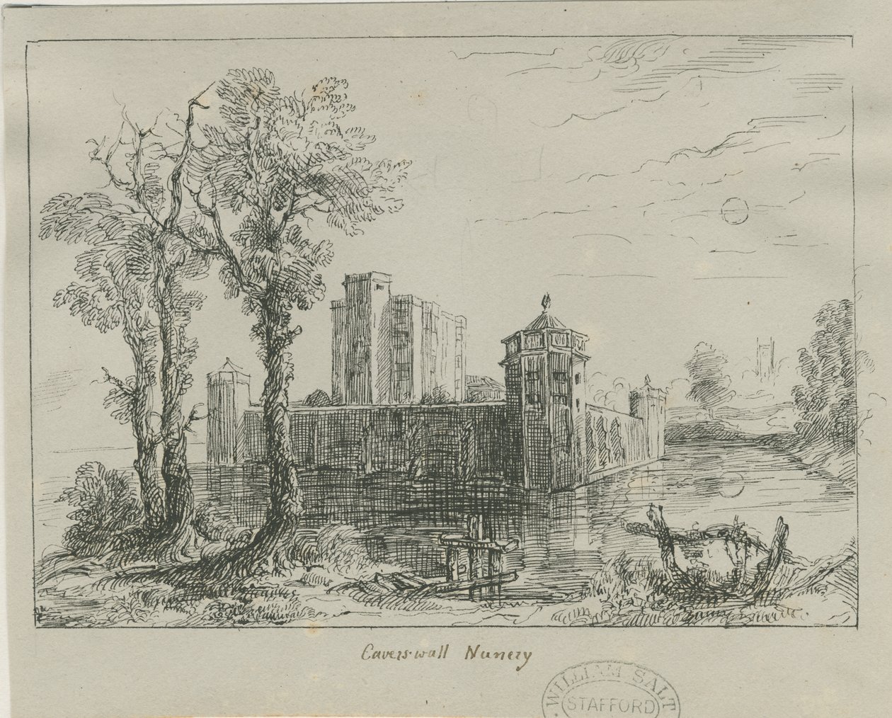 Caverswall Castle: ink sketch by Unbekannt: Fine art print