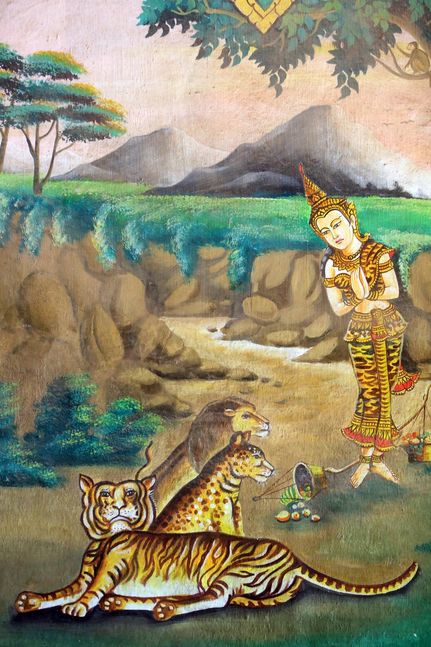 Compassion to Animals. Painting Depicting the Life Story of Shakyamuni ...