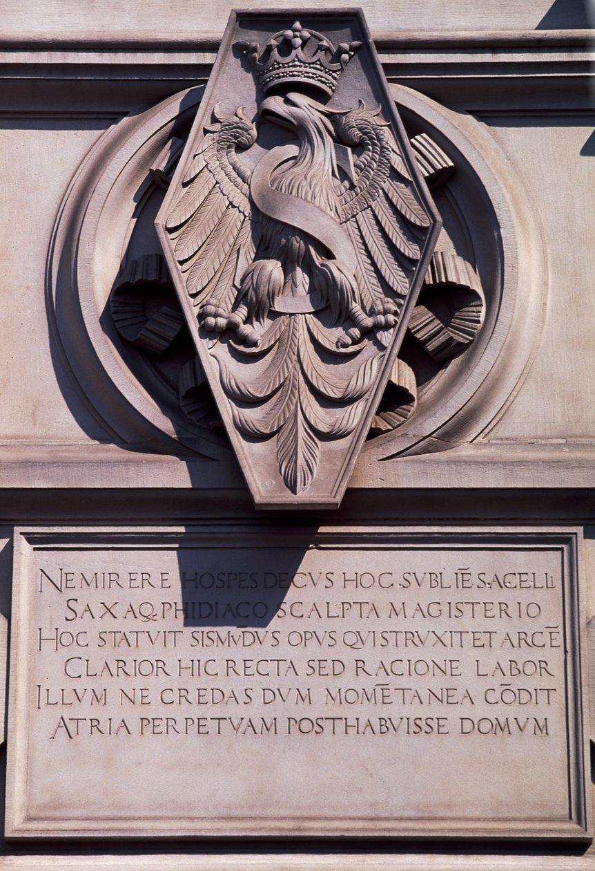Crest on Wawel Royal Castle in Krakow, Poland