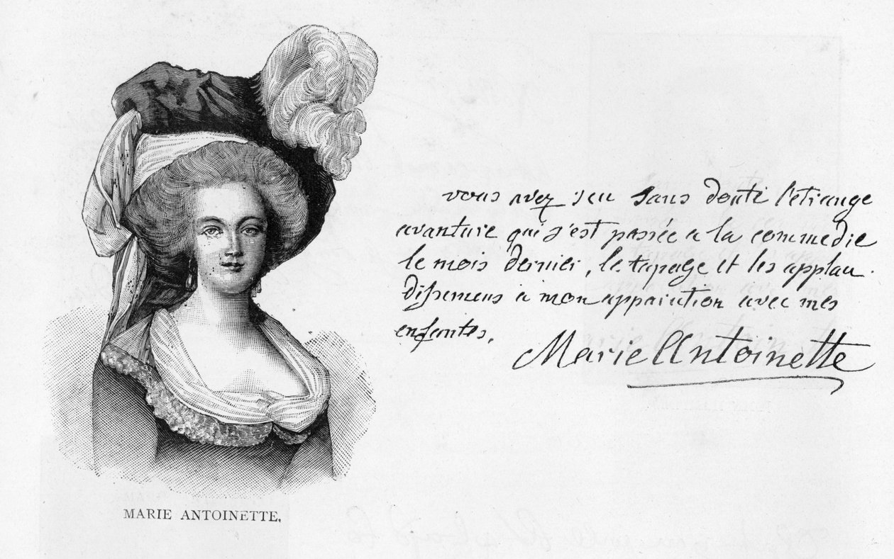 Handwriting and signature of Queen Marie-Antoinette