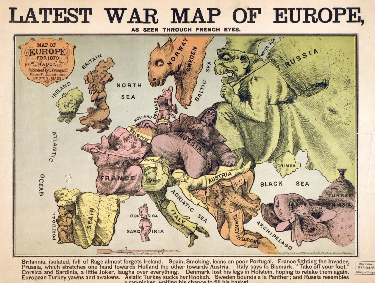 Map of Europe characterising the rival super powers