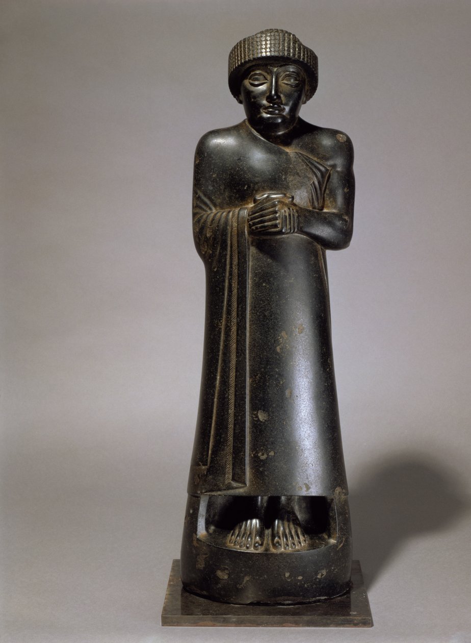 Statue of Gudea, Prince of Lagash, Neo-Sumerian, from Telloh, Ancient ...