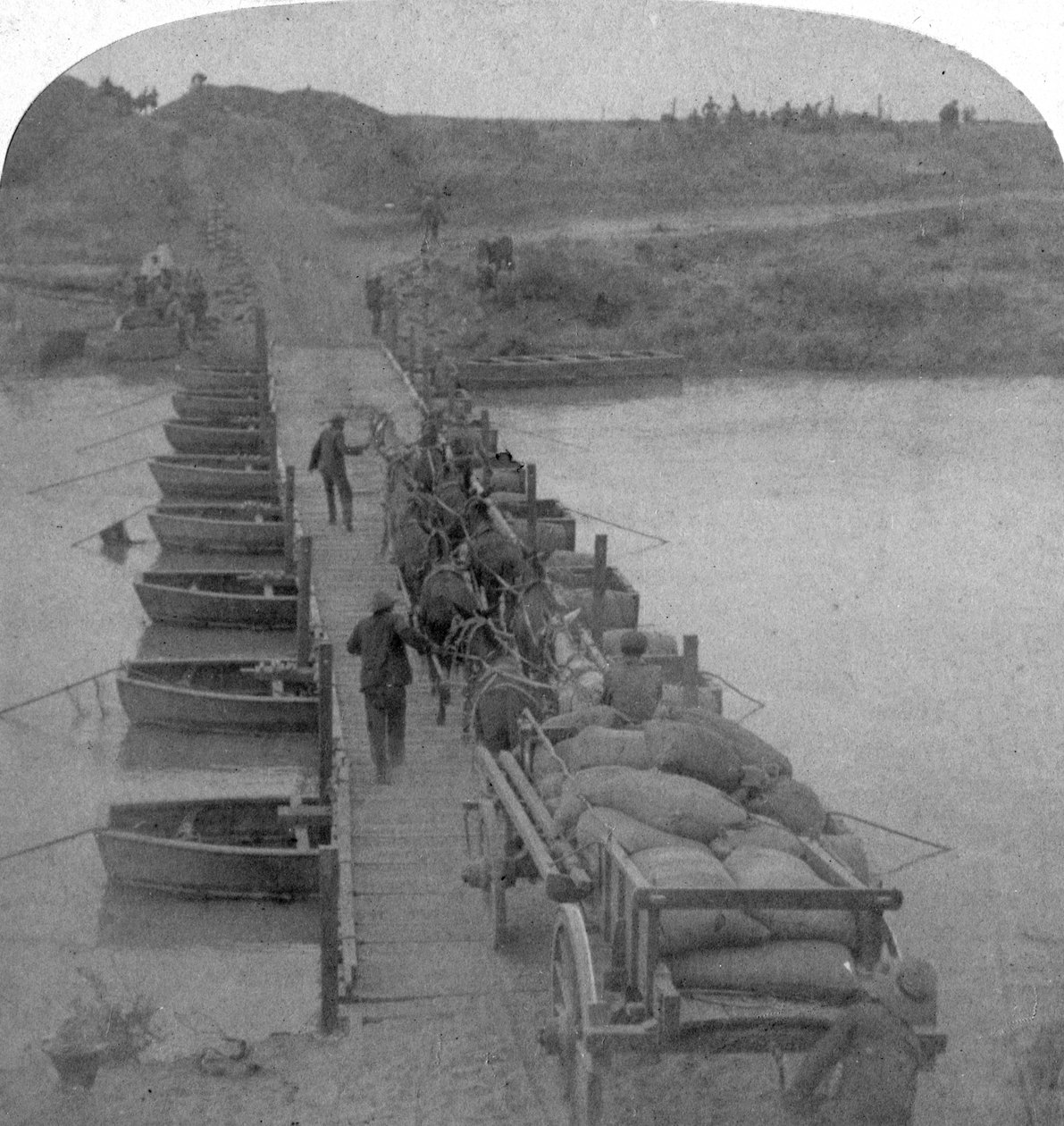 Pontoon Bridge Across the Modder River, Boer War, South Africa, 1900