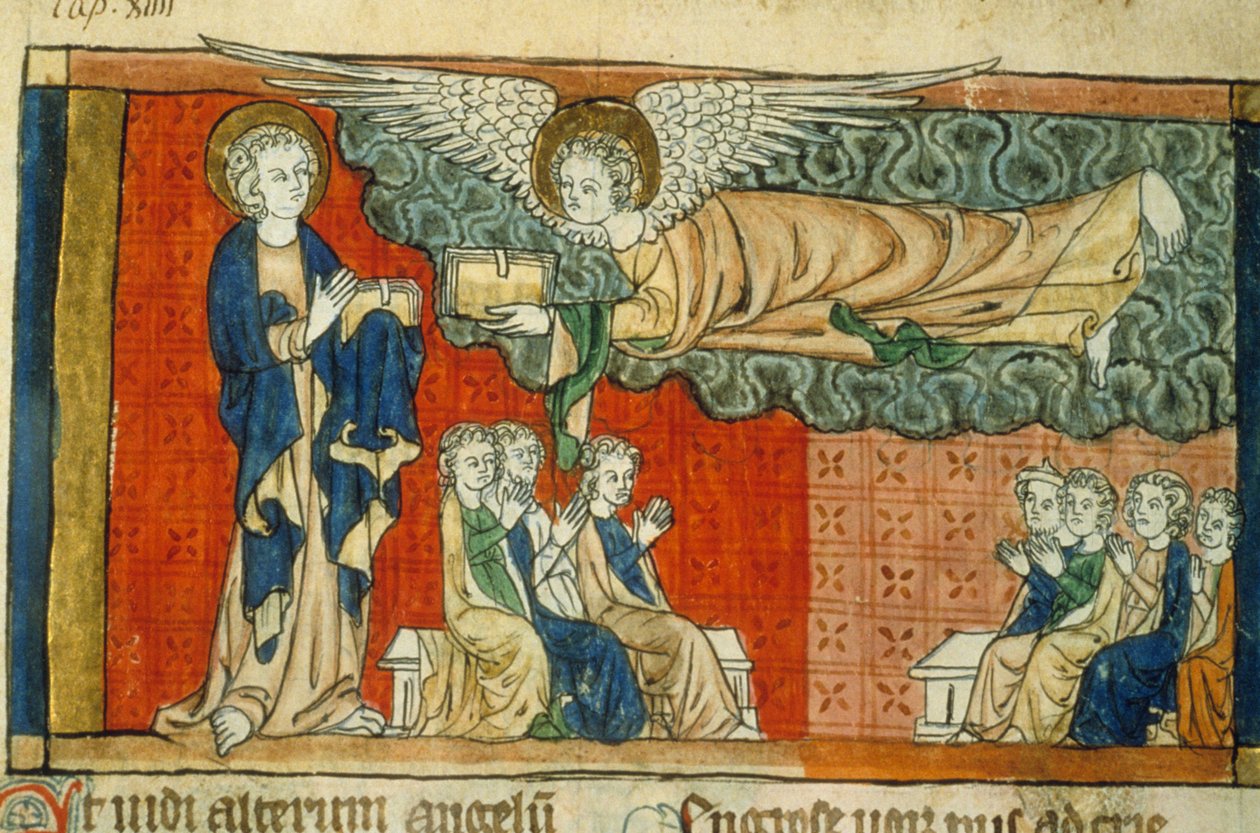 Allegory of the Fall of Babylon (with angel) - Miniature of the Middle Ages