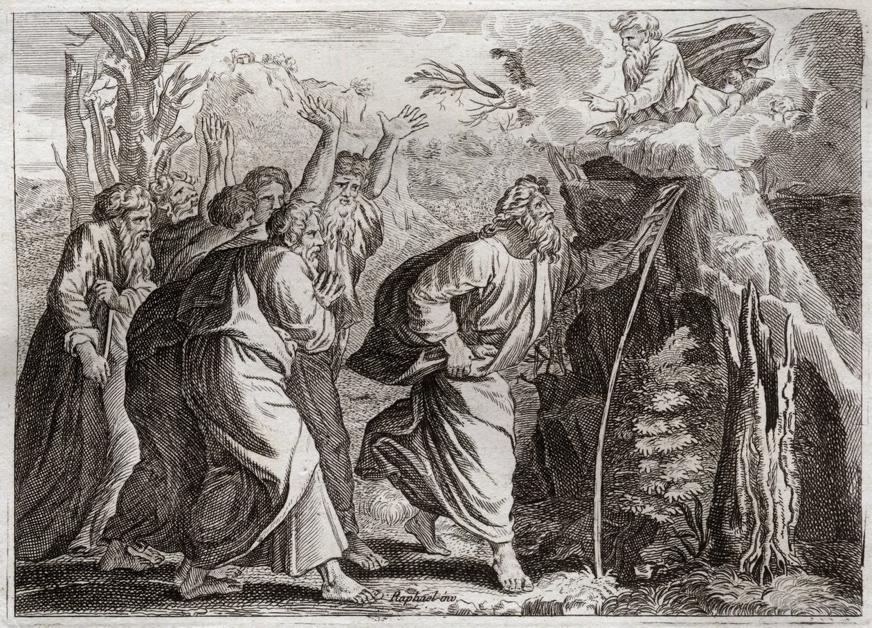 Bible of Royaumont, Old Testament: Water from the Rock. Moses brings ...