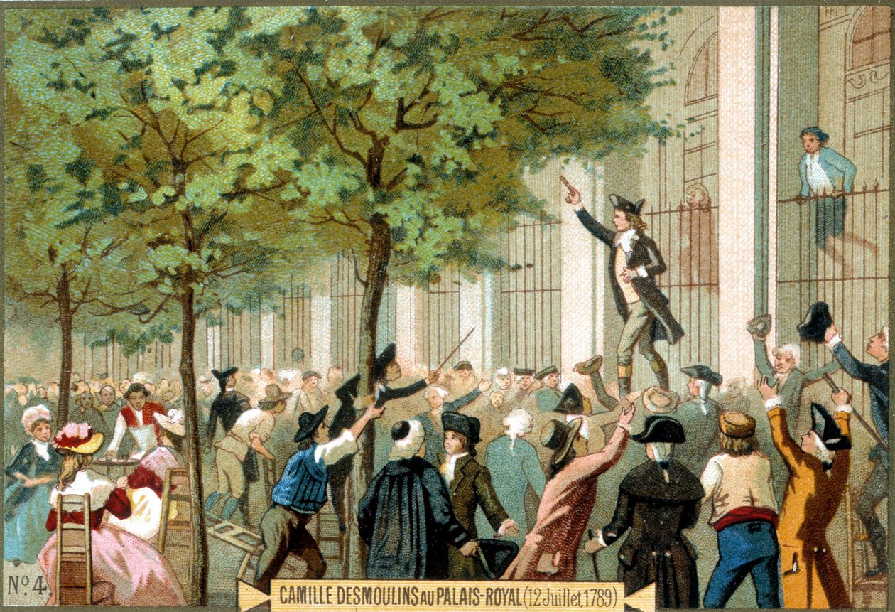 Camille Desmoulins at the Palais Royal (12/07/1789). Chromolithography ...