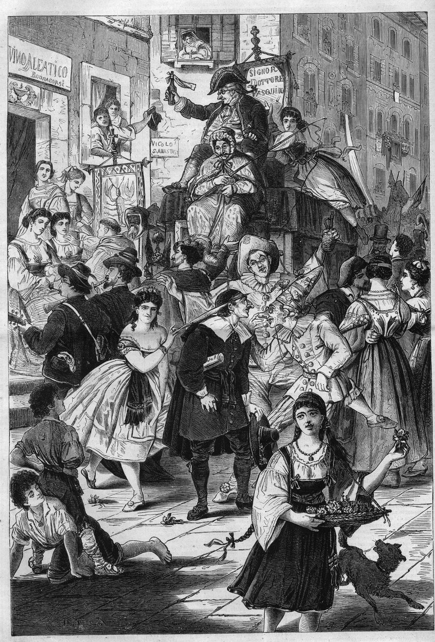Carnival in Rome: the walk of Dr. Pasquin Roman custom. He offers the ...