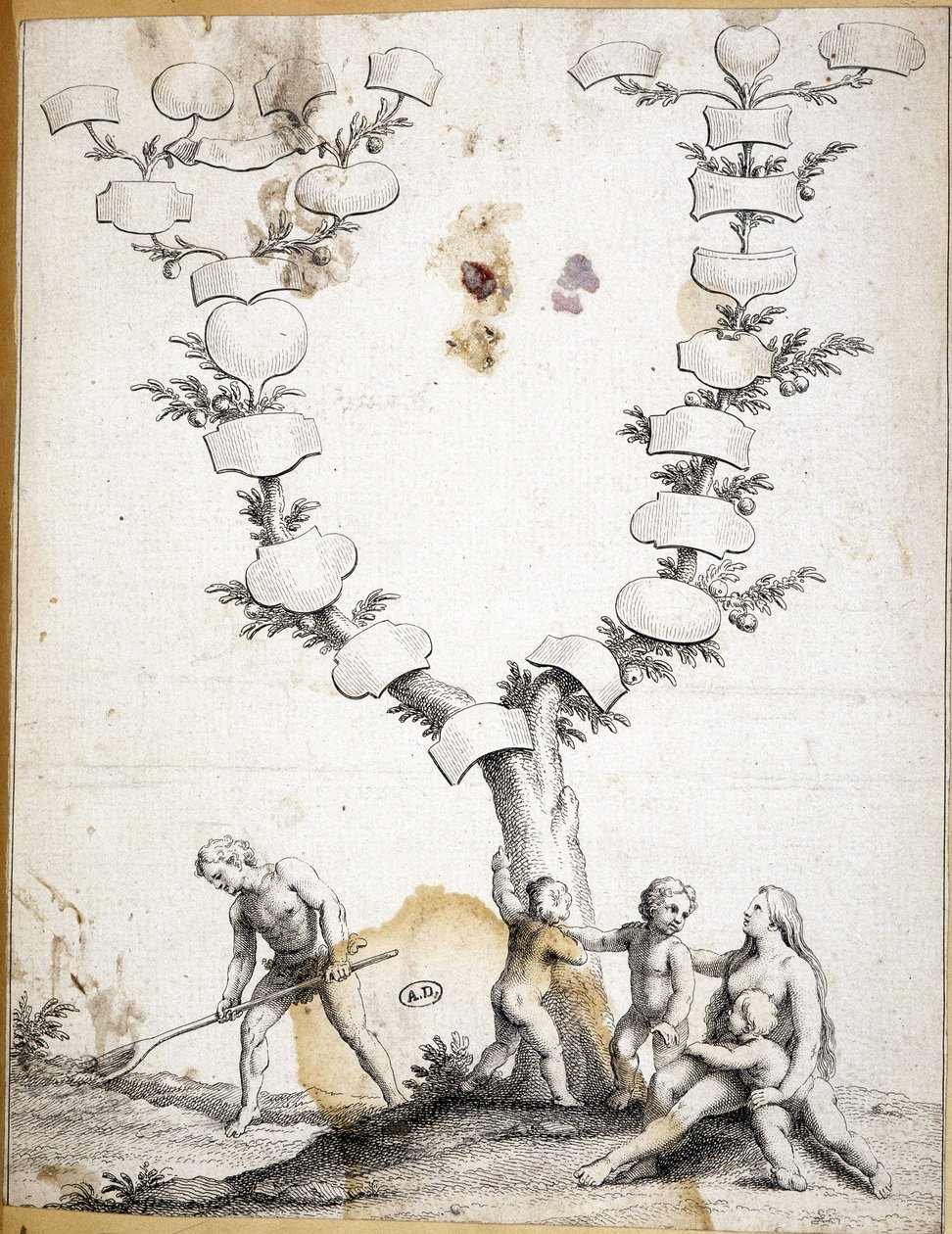 Couple with Children at the Foot of a Virgin Family Tree