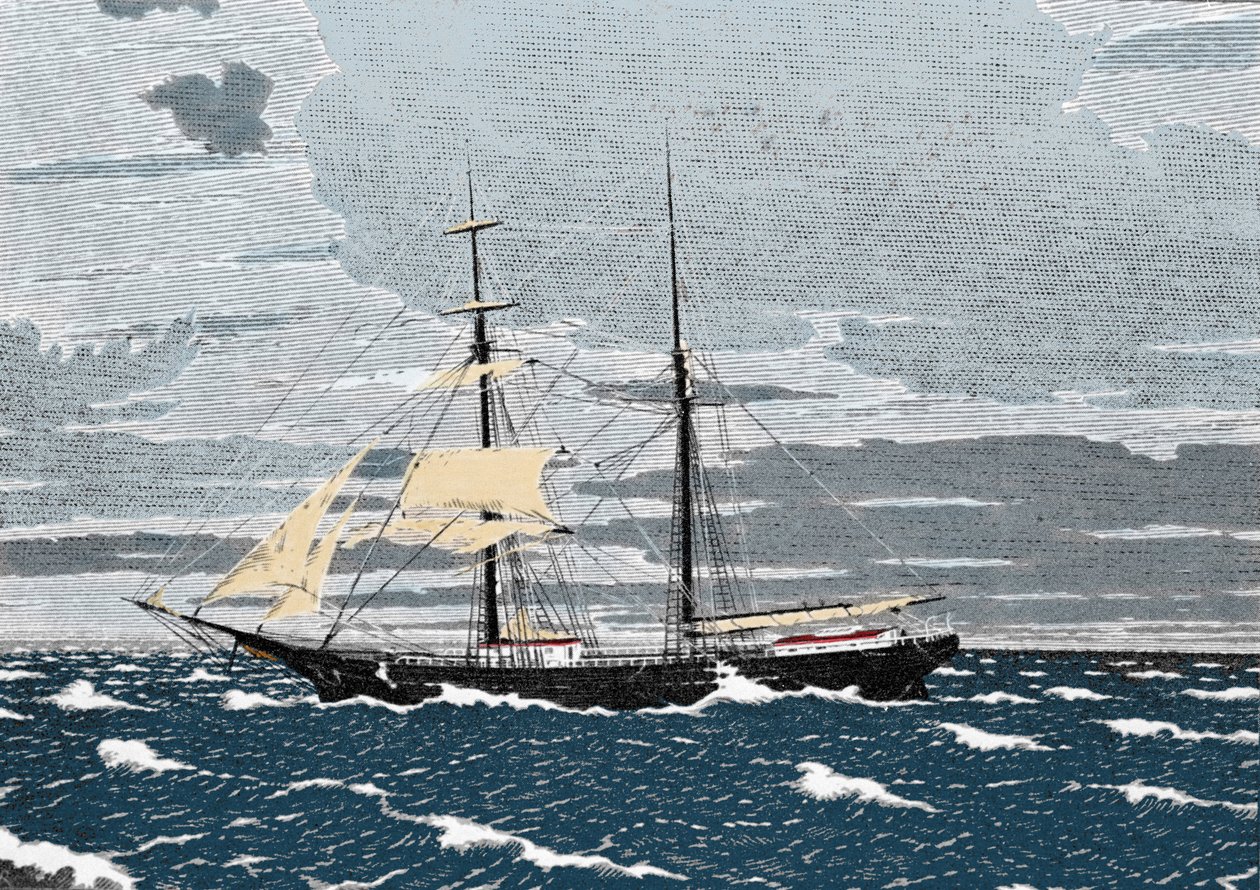 Mary Celeste Found Abandoned in the Atlantic, December 1872. Engraving ...