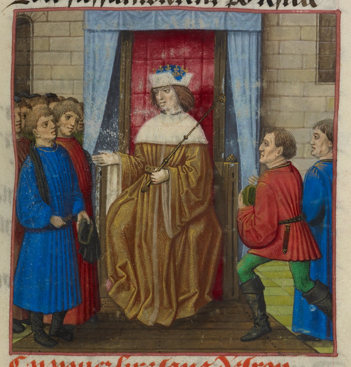 (detail) A king and his court, from 'Le Roman de la Rose'