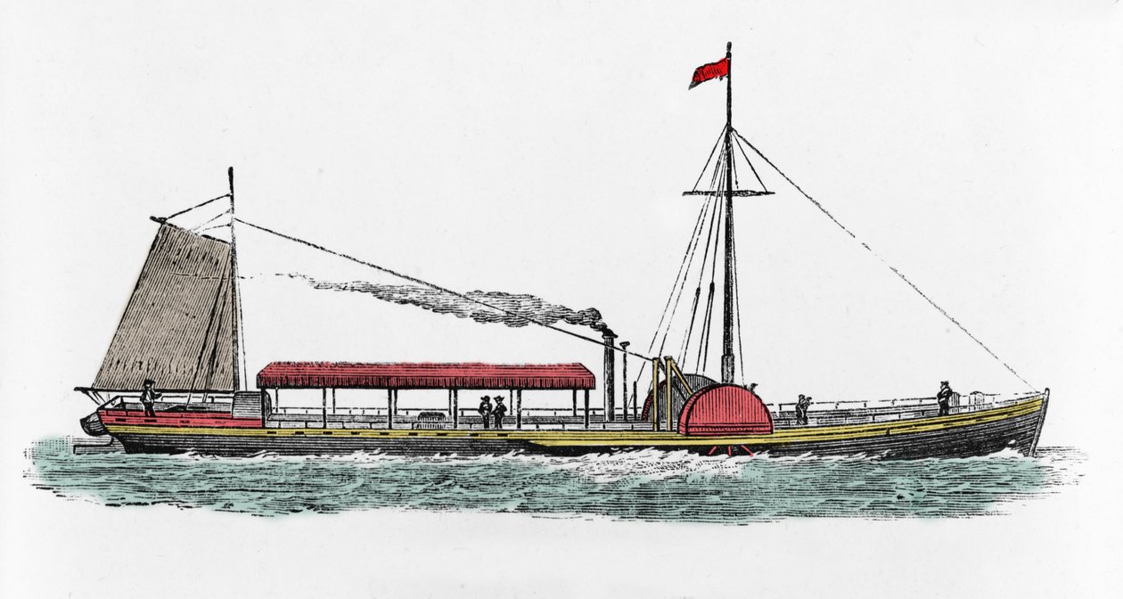 First Voyage of the Steamboat 'Clermont' by Robert Fulton, American ...