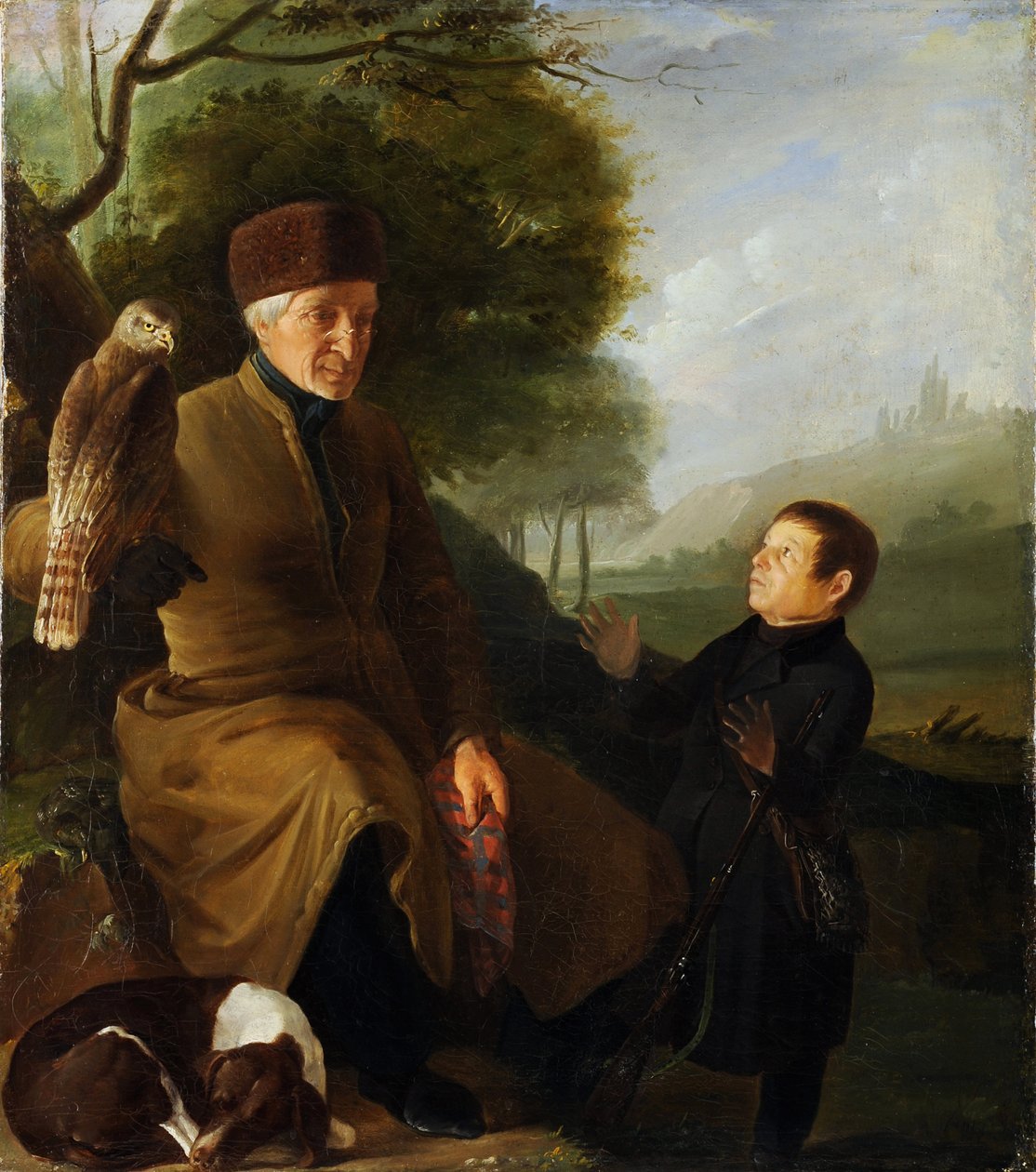 Hunter with Falcon. Portrait of Prince Platon Alexandrovich Zubov and ...