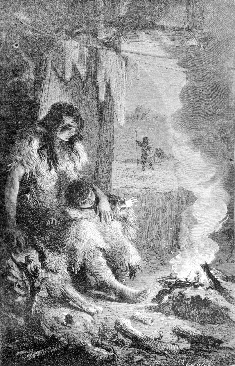 Interior of a Prehistoric Cabin by Unknown artist