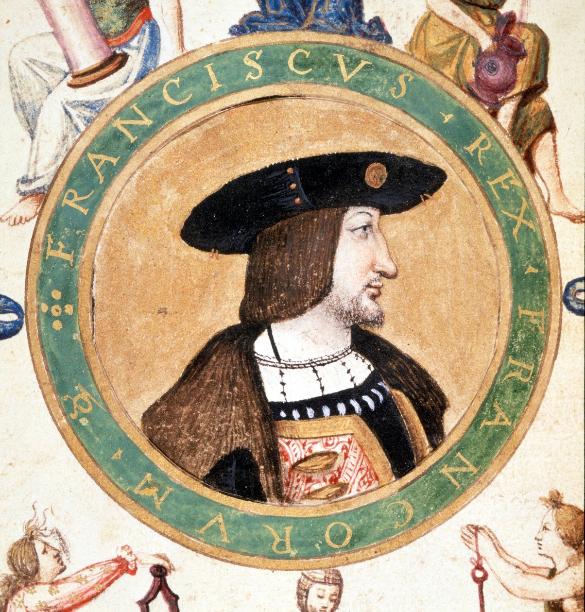 Portrait of Francois I, Miniature of the 16th Century