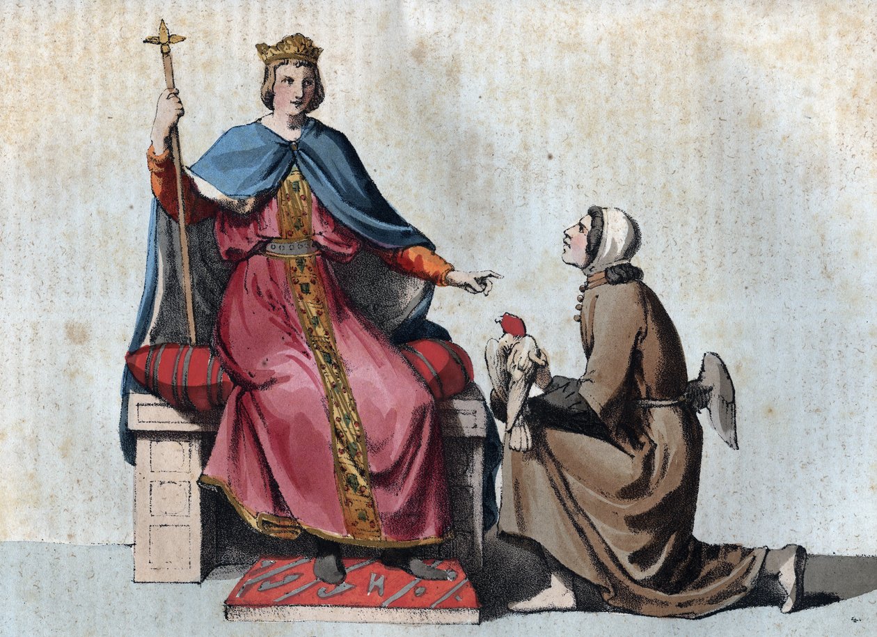 Portrait of Frederick II of Hohenstaufen Holy Roman Emperor with his ...