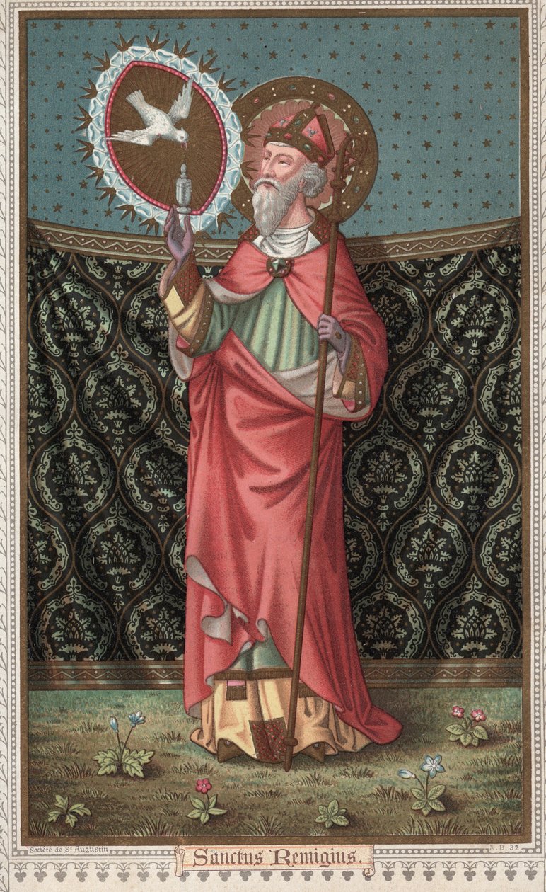 Portrait of Saint Remi (437-533) Visited by the Dove of the Holy Spirit ...