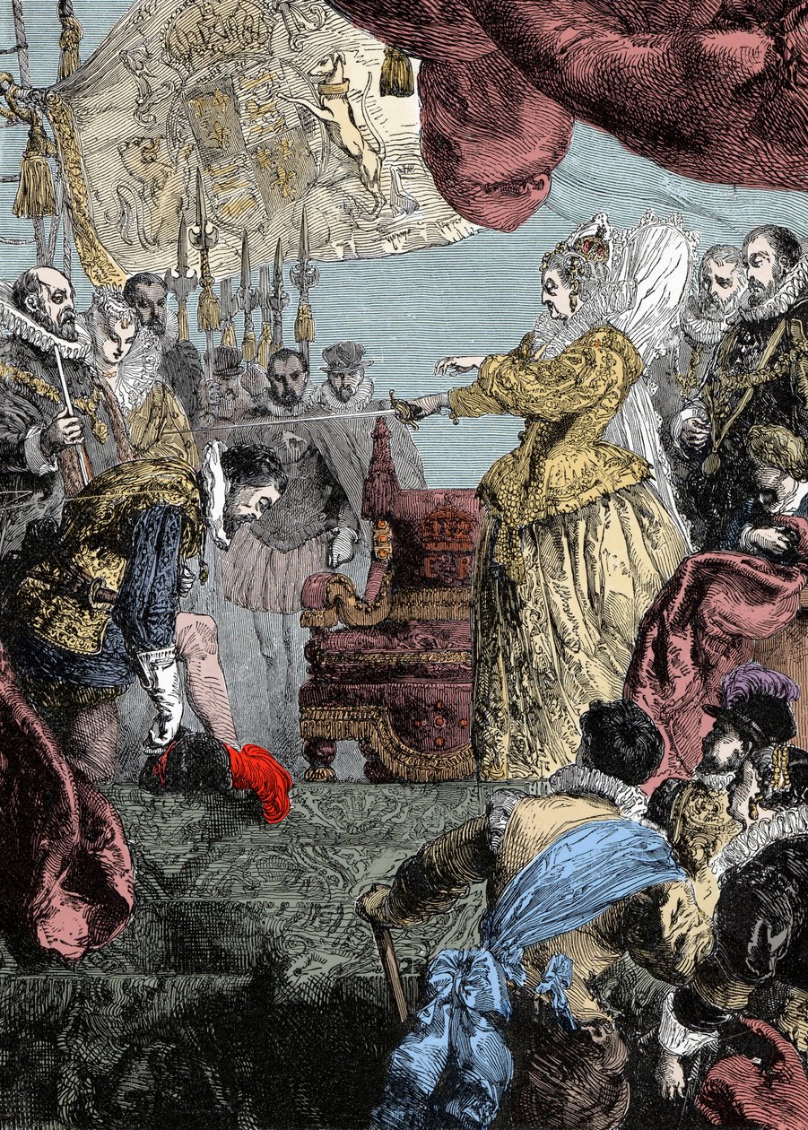 Queen Elizabeth I knighting Francis Drake by Unknown artist