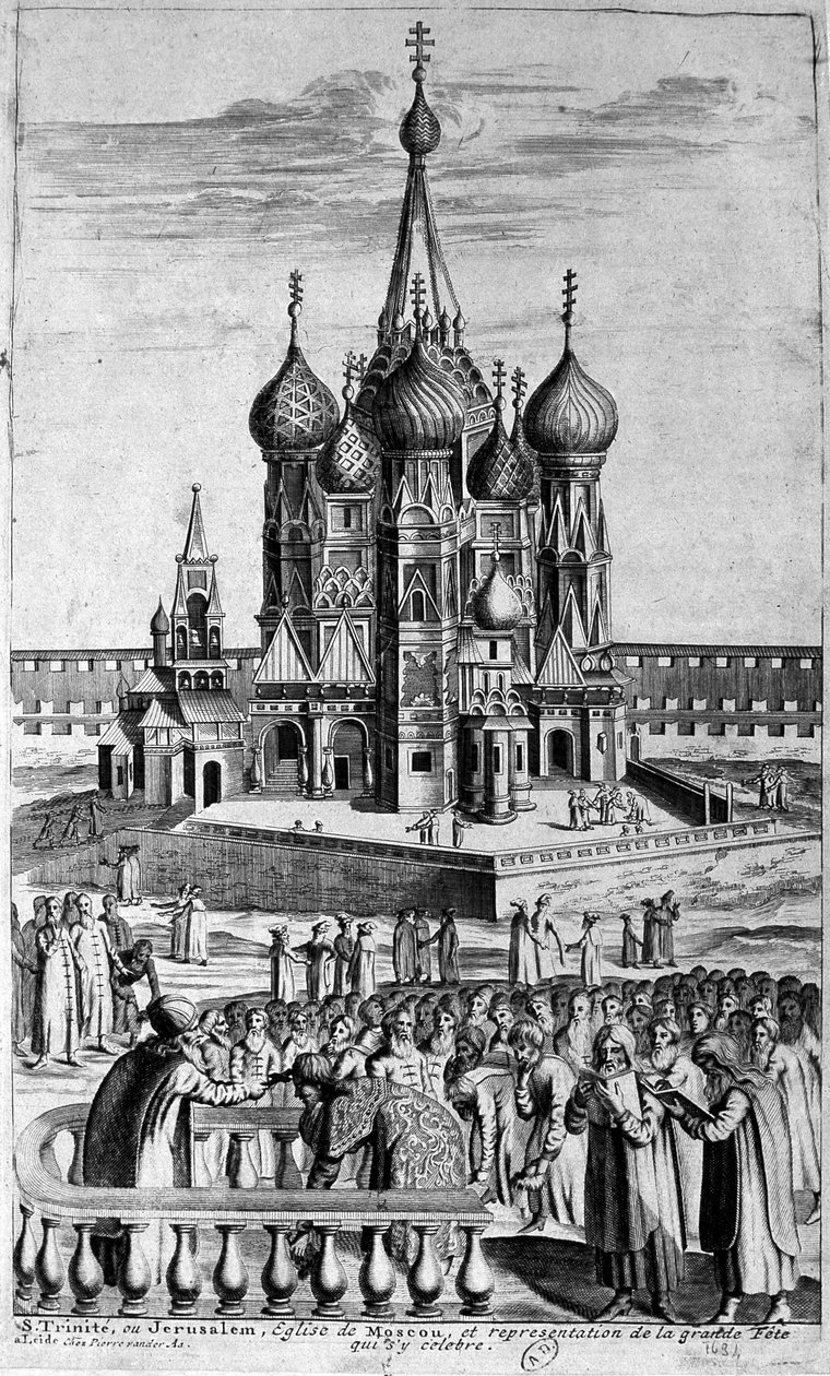 Representation of the Trinity Church in Moscow in a 17th century engraving