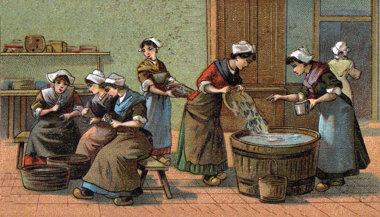 Sardine industry: cutting heads, salting. Chromolithography of the late ...